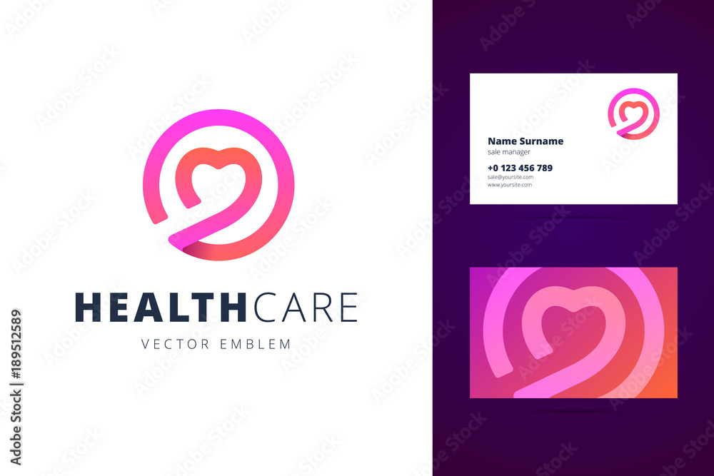 Health care logo and business card template. Stock Vector | Adobe Stock