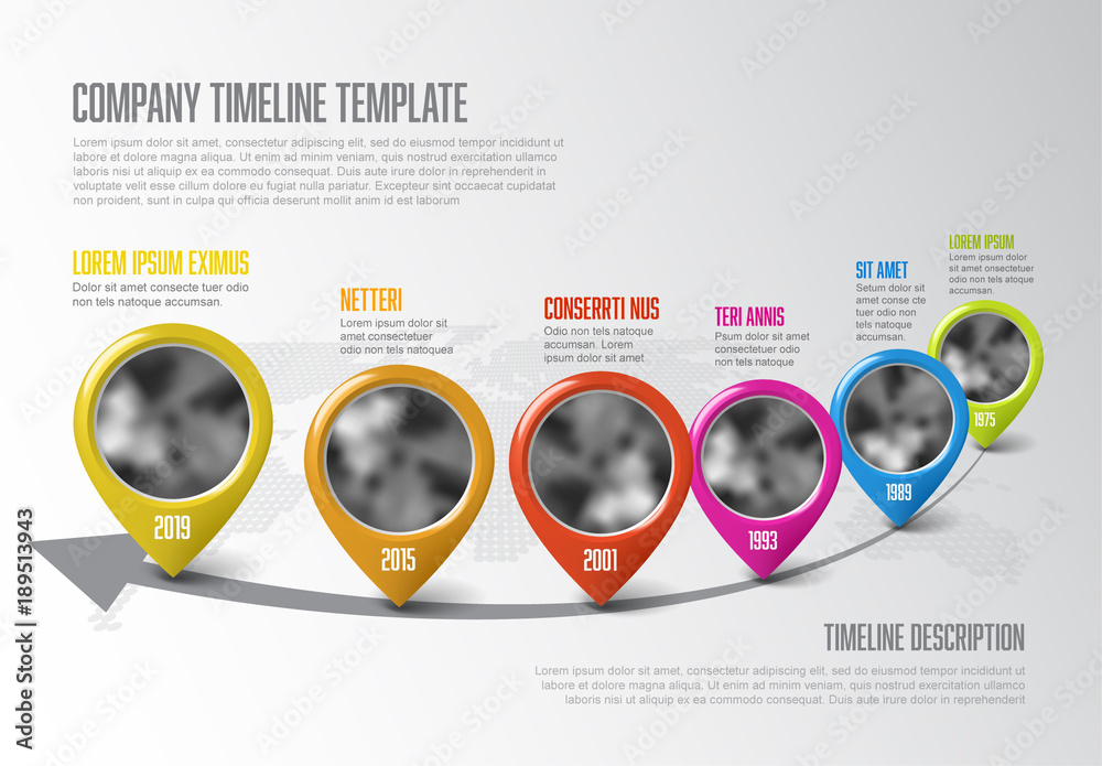 Colorful Pointer Icons Timeline Infographic Stock Template | Adobe Stock