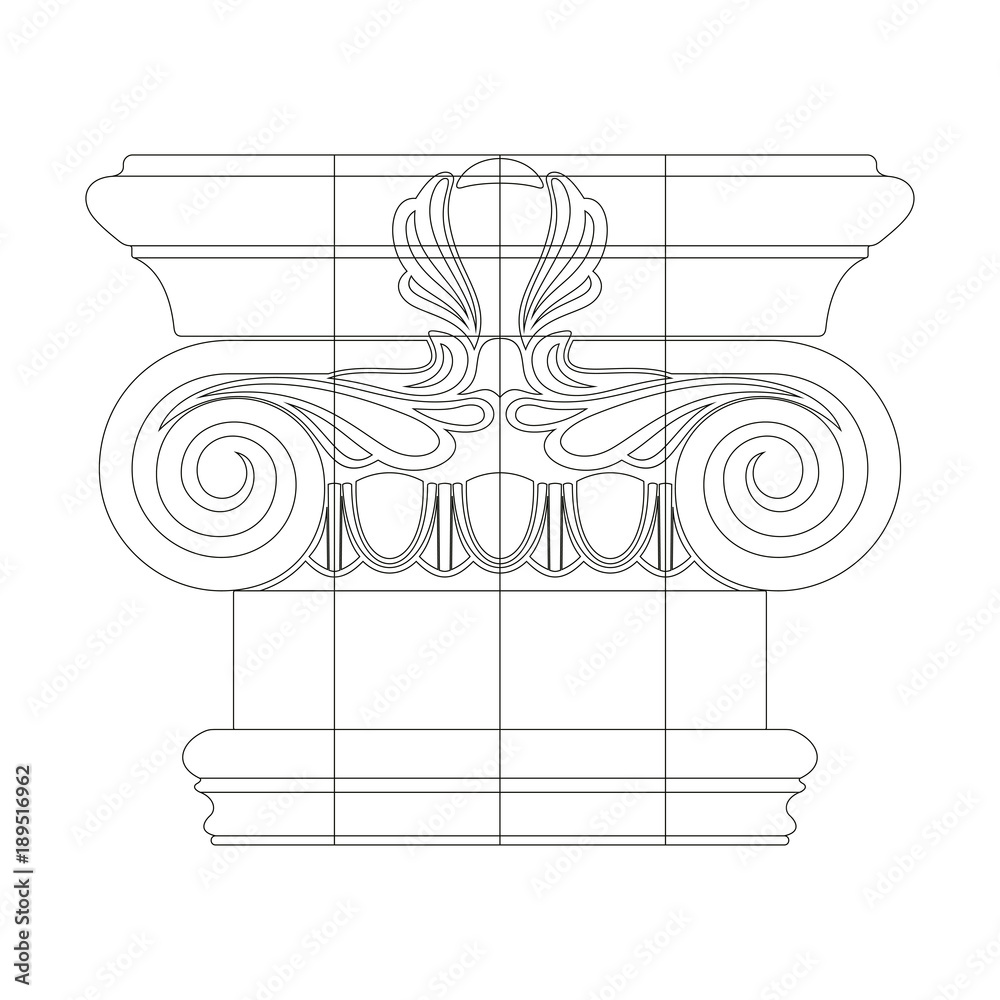 Vector image of sketch ancient Greek capitals of columns isolated on ...