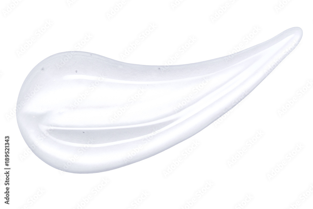 Transparent face gel is isolated on white. A sample of cosmetics. Smear ...