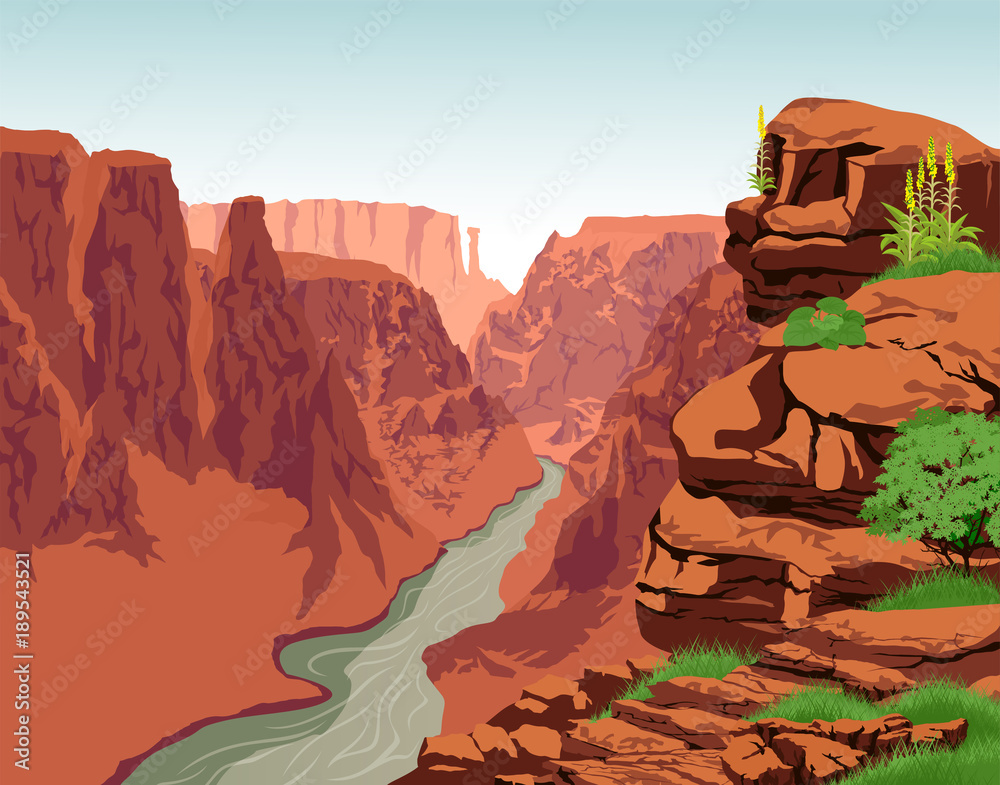 Vector Colorado river in Grand Canyon National Park Stock Vector ...