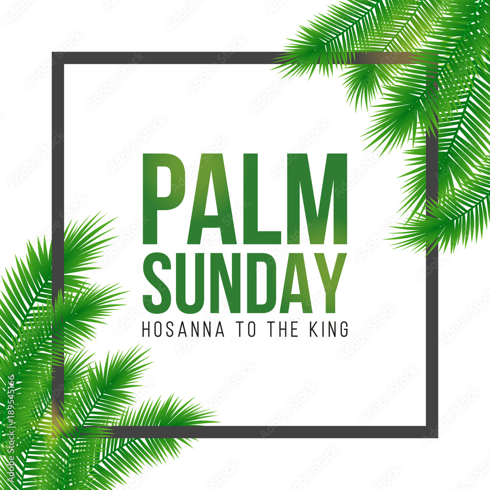 Palm Sunday holiday card, poster with palm leaves border, frame. Vector ...