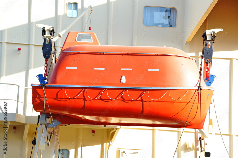 Safety lifeboat on ship deck Stock Photo | Adobe Stock