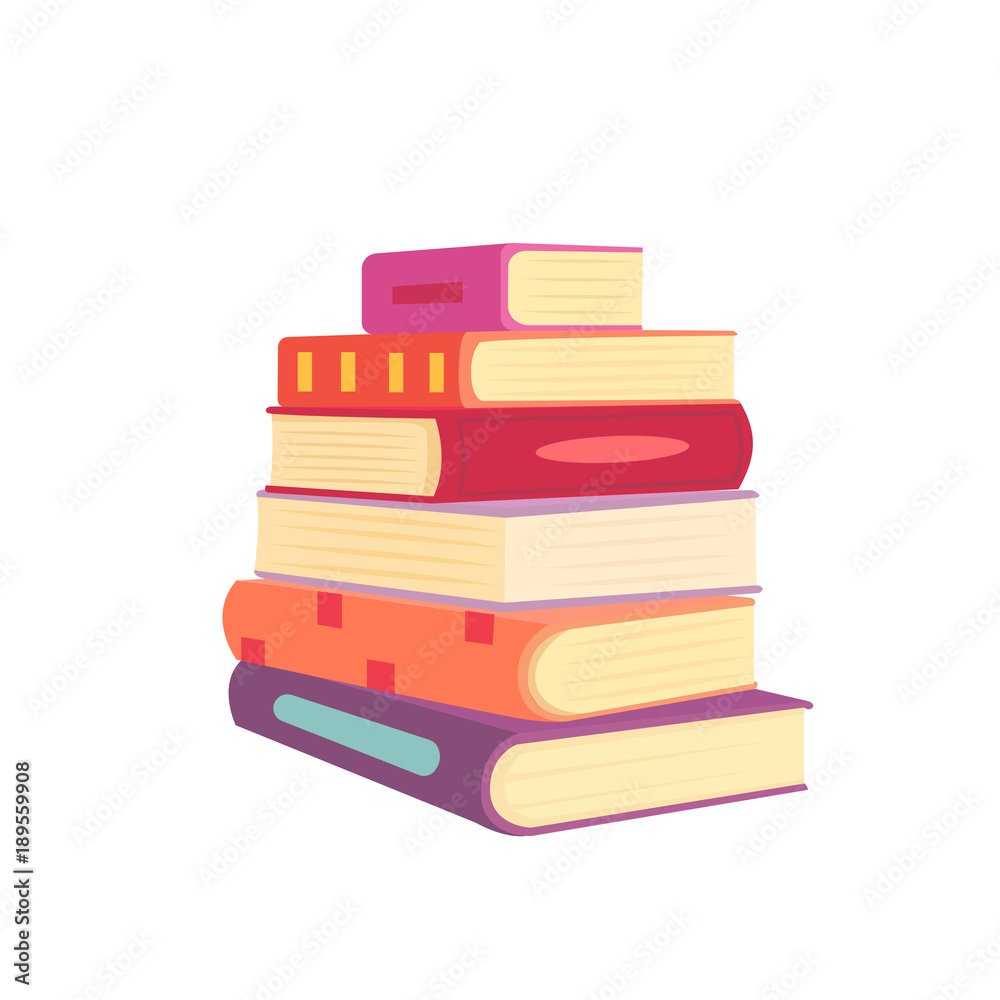 Books set in cartoon design style isolated on white background, vector ...