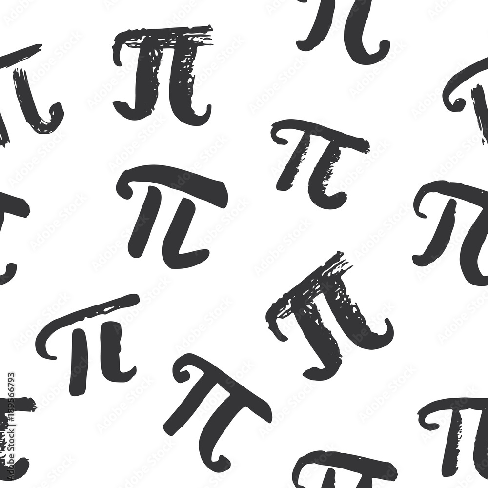 Pi symbol seamless pattern vector illustration. Hand drawn sketched ...