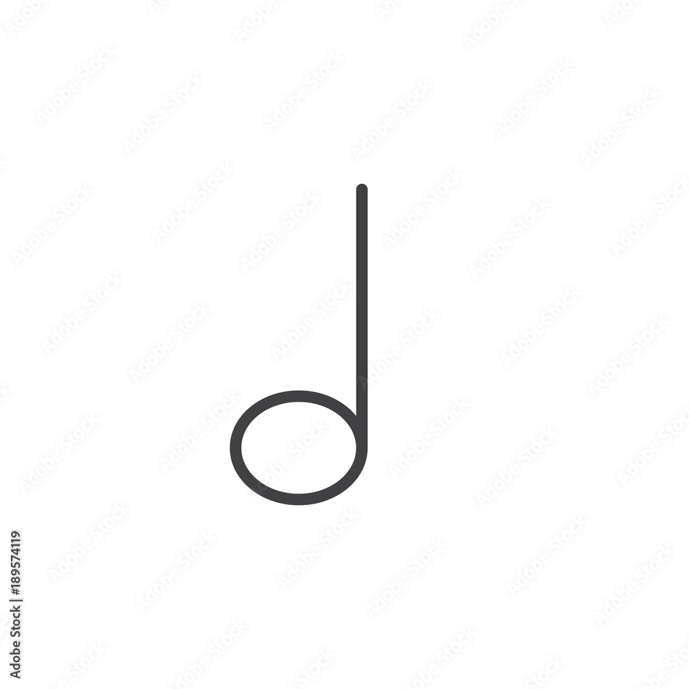 Half music note line icon, outline vector sign, linear style pictogram ...