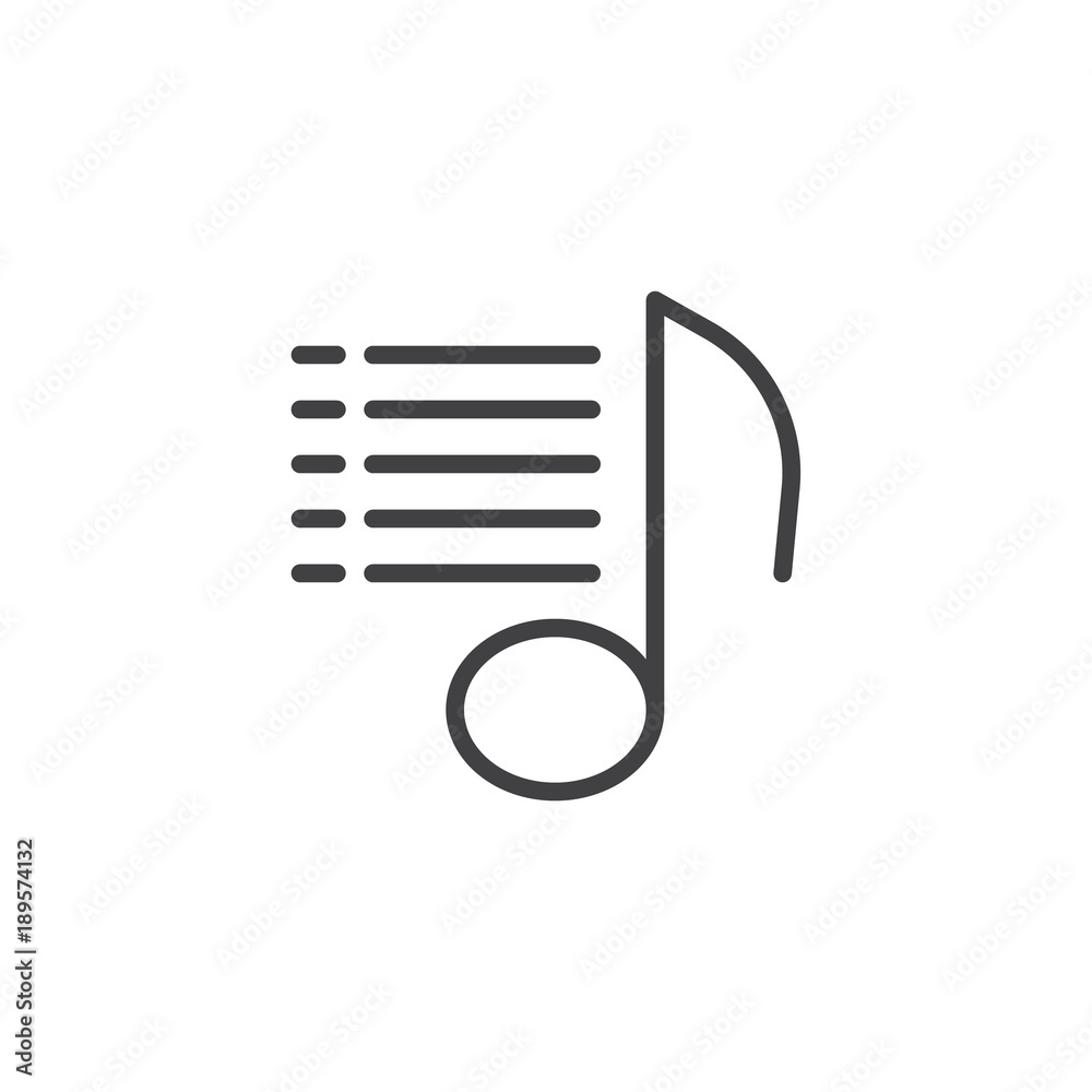 Music playlist line icon, outline vector sign, linear style pictogram ...
