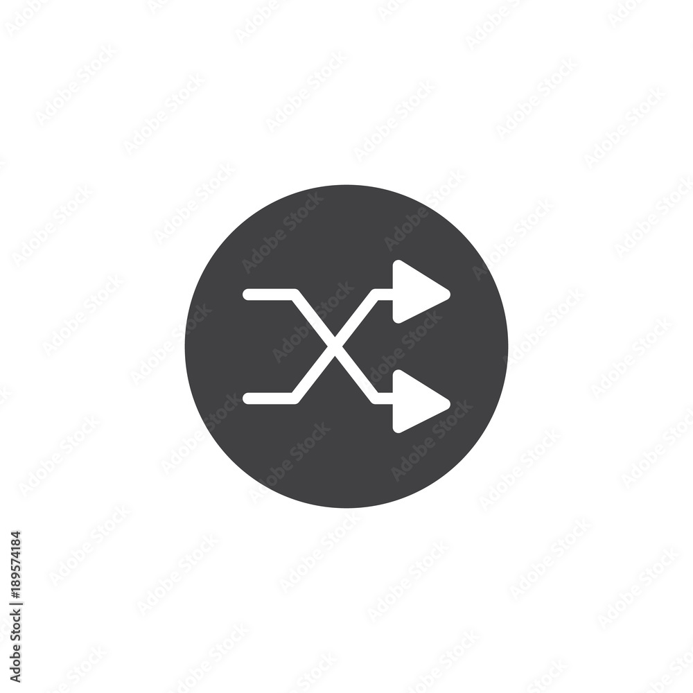 Shuffle button icon vector, filled flat sign, solid pictogram isolated ...