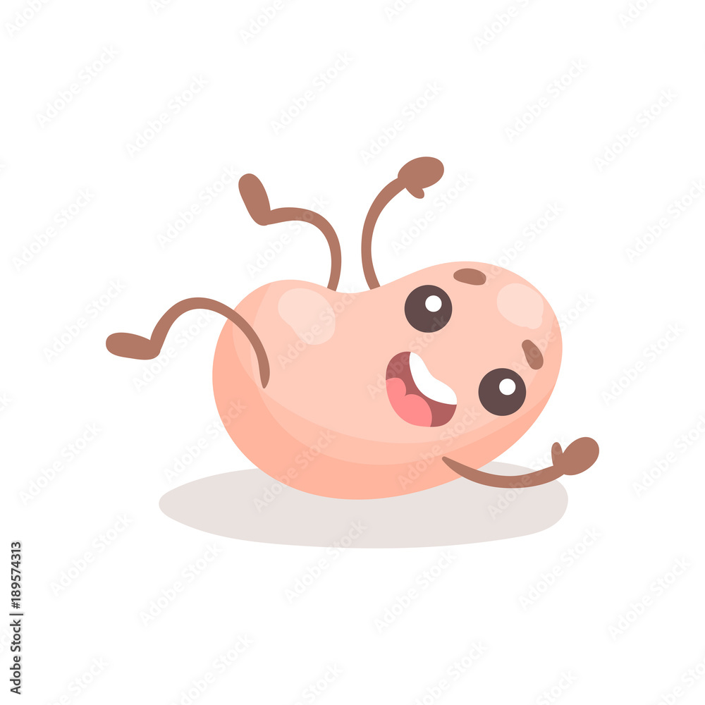 Funny soy bean character lying on its back, cute happy soybean with ...