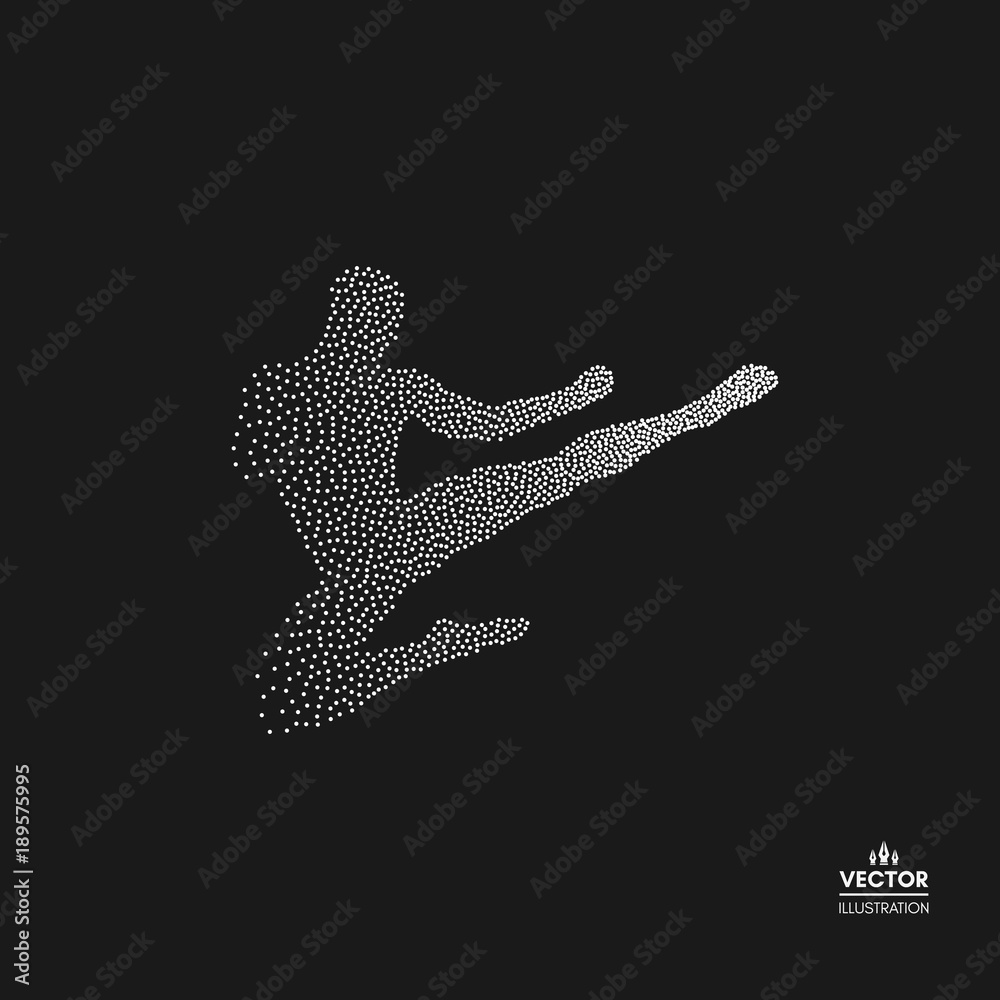 Kickbox fighter preparing to execute a high kick. Silhouette of a ...