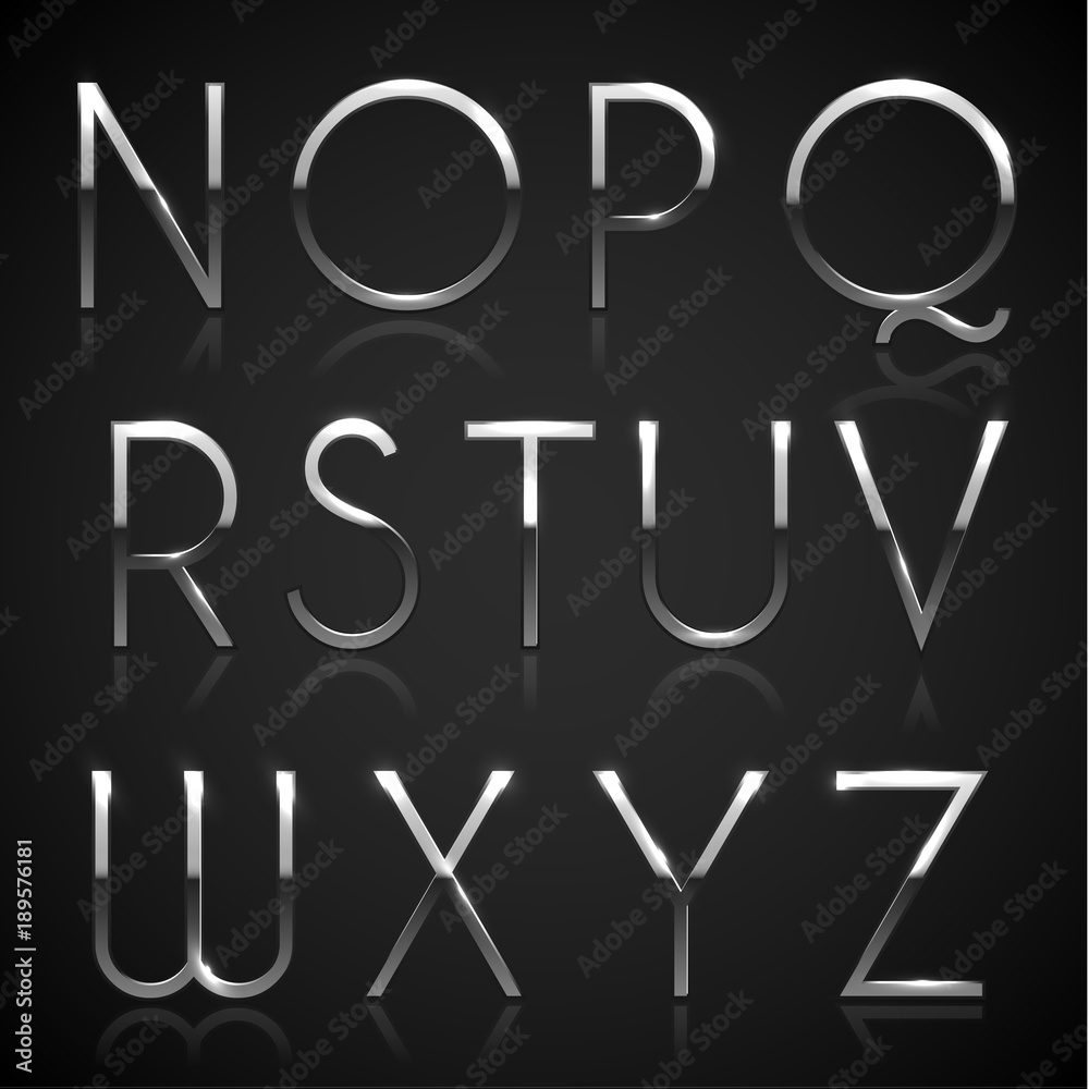 Metallic silver alphabet letters collection Stock Vector | Adobe Stock