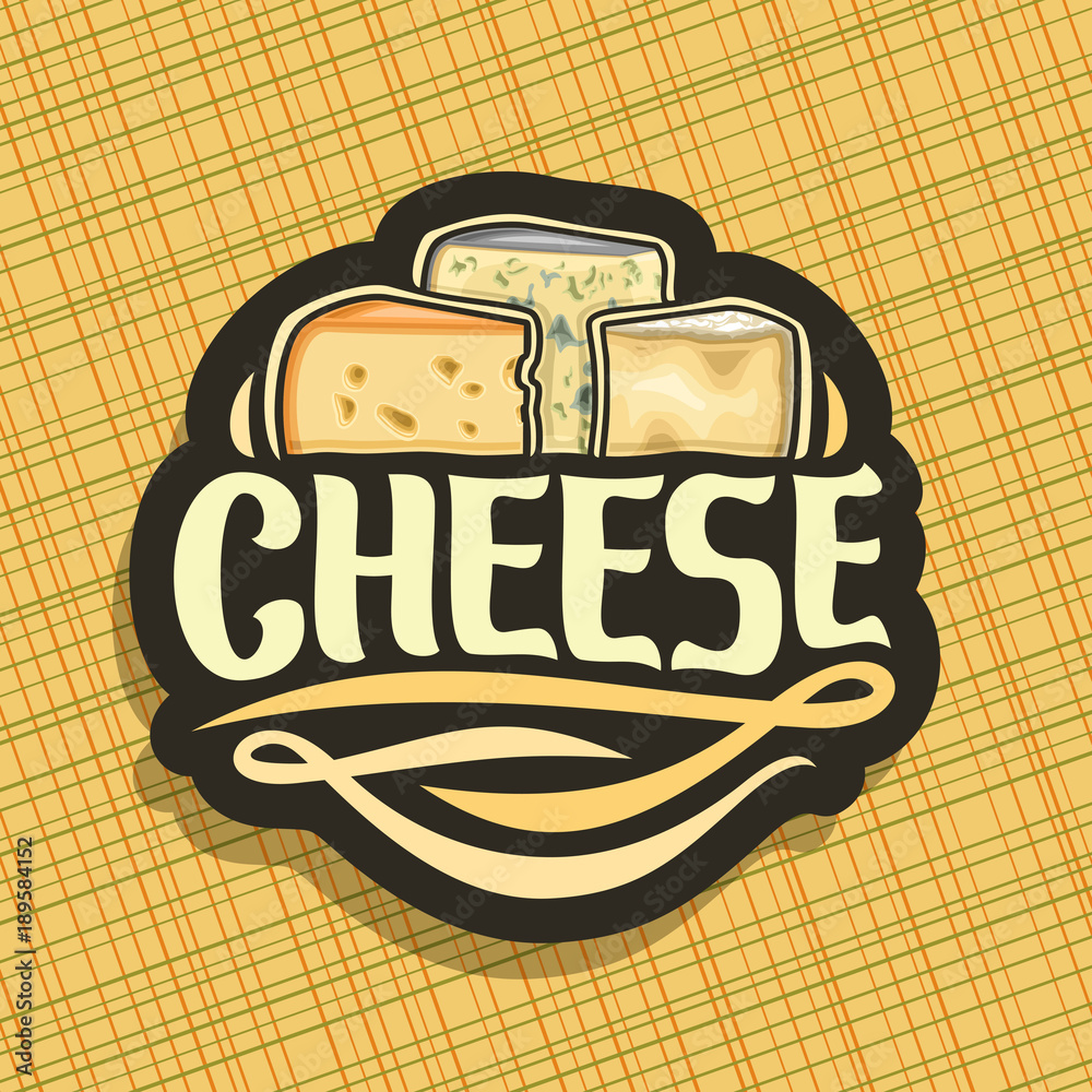 Vetor de Vector logo for Cheese, on label slices of dutch maasdam with ...