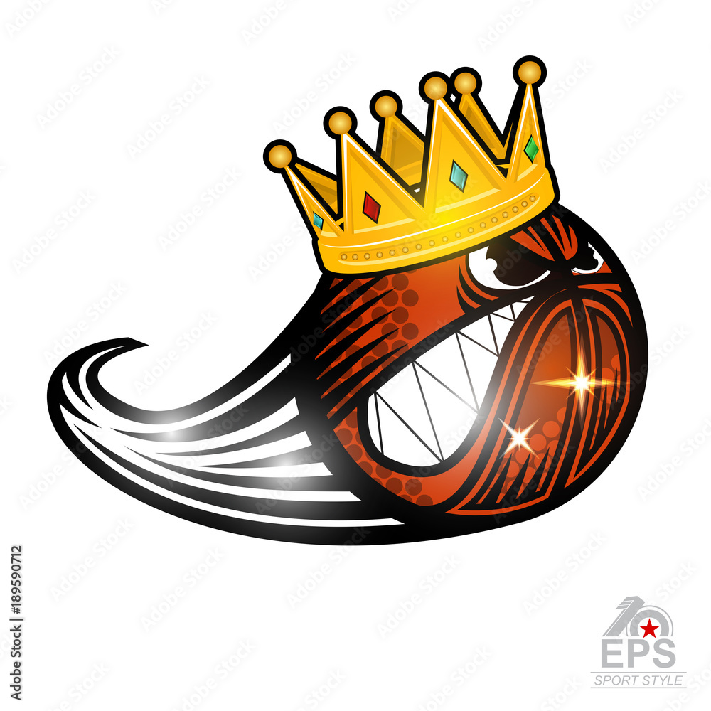Basketball ball angry character with golden crown. Sport logo for any ...