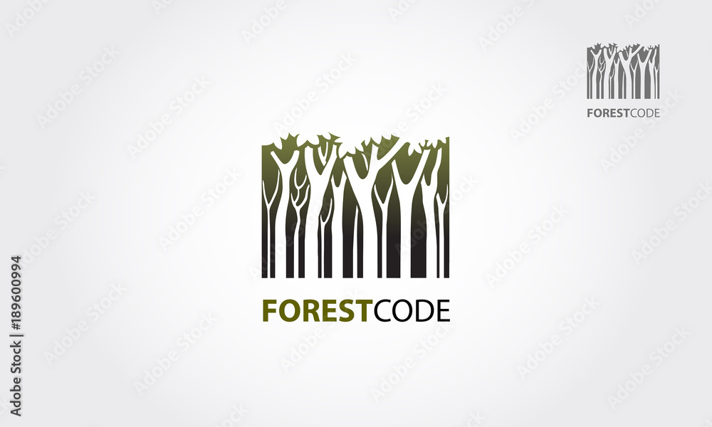 Forest Code Vector Logo Template. Forest logo symbol stylized as barcode. Barcode forest logo is ...