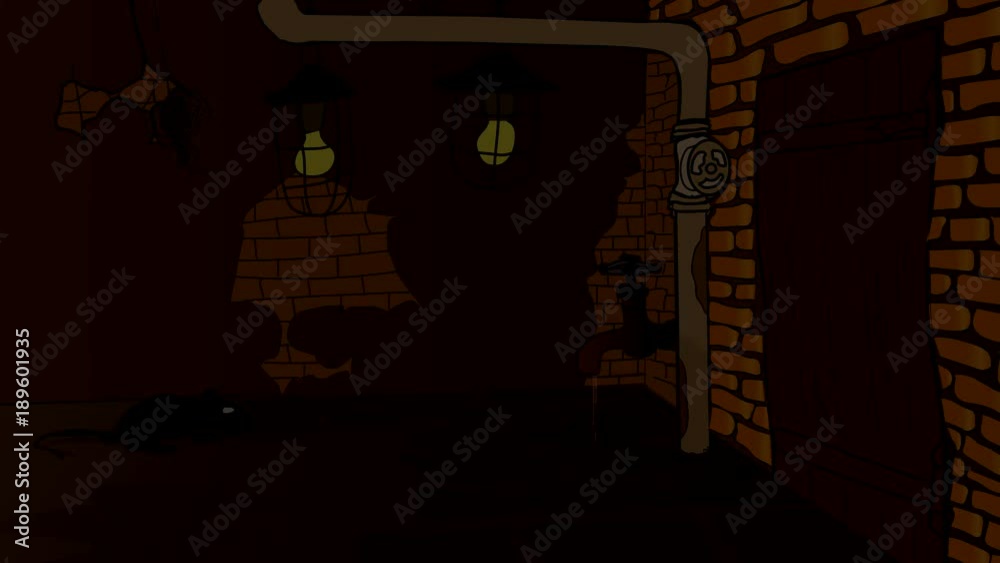 animated video,the basement,where rats running around.on the floor and ...