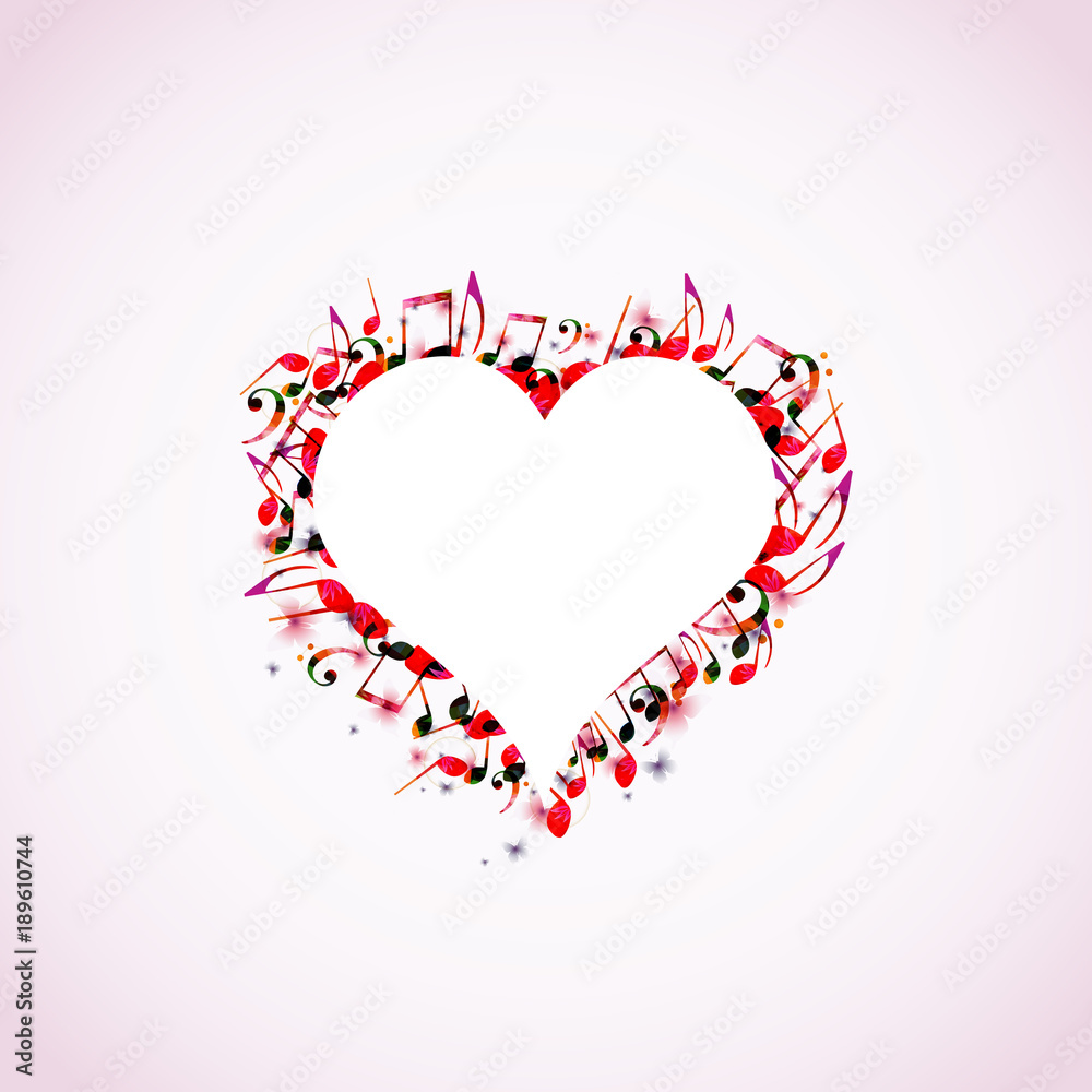 Colorful frame with music notes. Music elements for card, poster, party ...