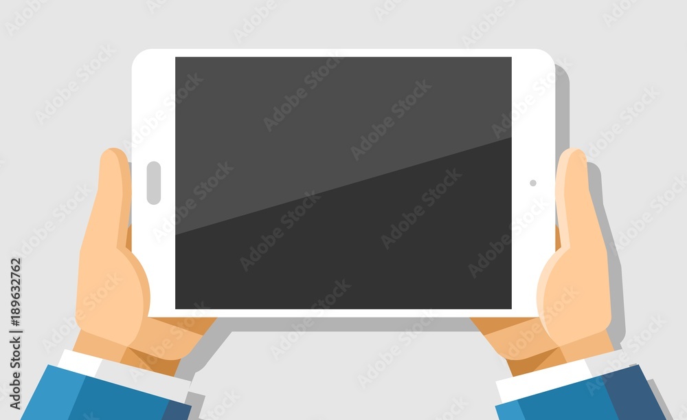Human hands horizontally holding vector mockup illustration modern ...