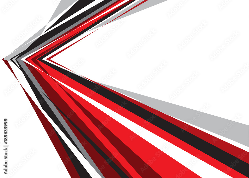 Abstract red black gray arrow on white blank space design modern ...