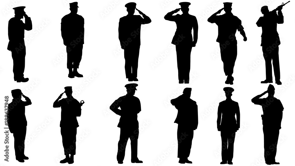Military man salute silhouette Stock Vector | Adobe Stock