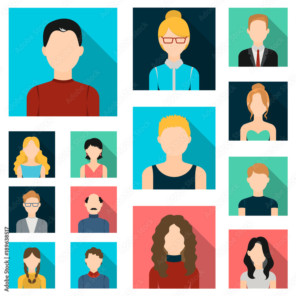 Avatar and face flat icons in set collection for design. A person's ...