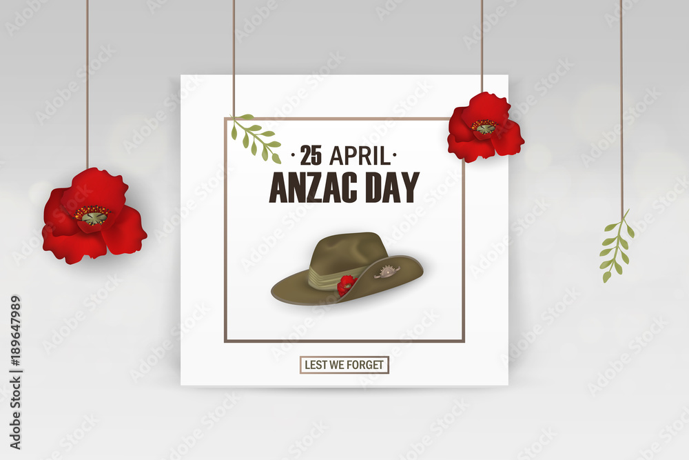 Anzac Day poppies memorial anniversary holiday. Lest we forget. Anzac ...