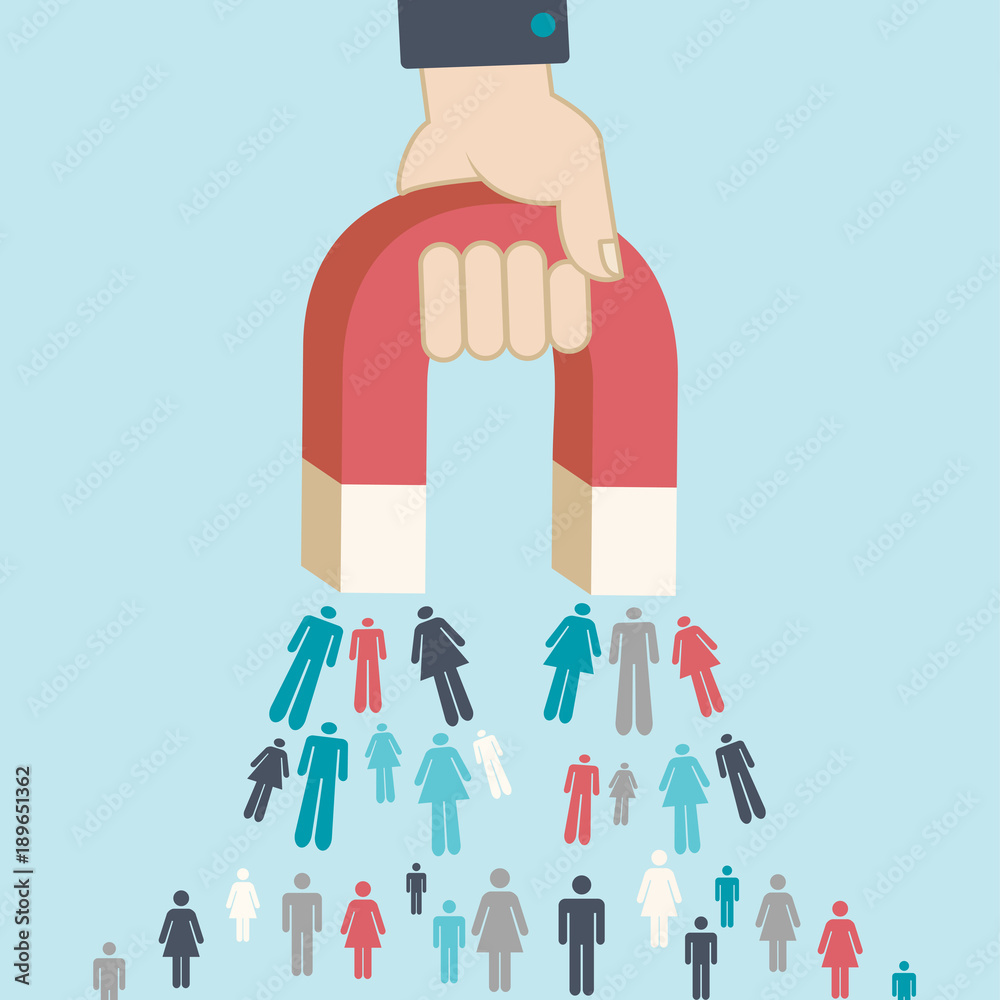 Magnet pulling people for inbound lead generation for digital marketing ...
