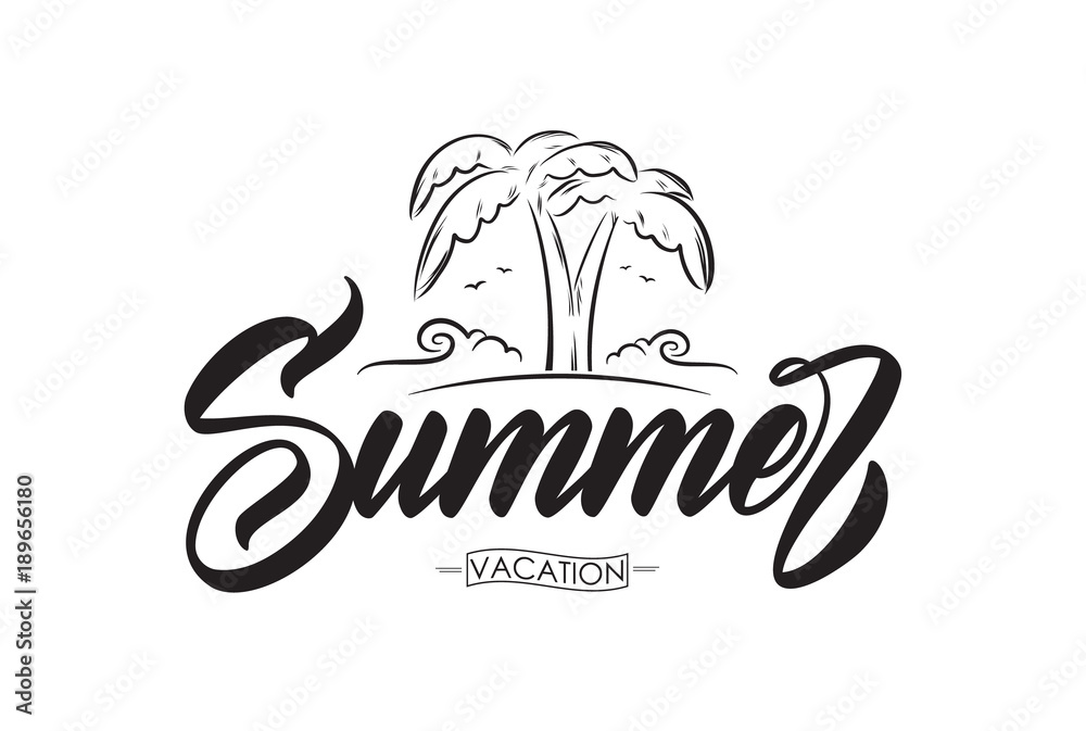 Vector illustration: Handwritten brush lettering of Summer Vacation ...