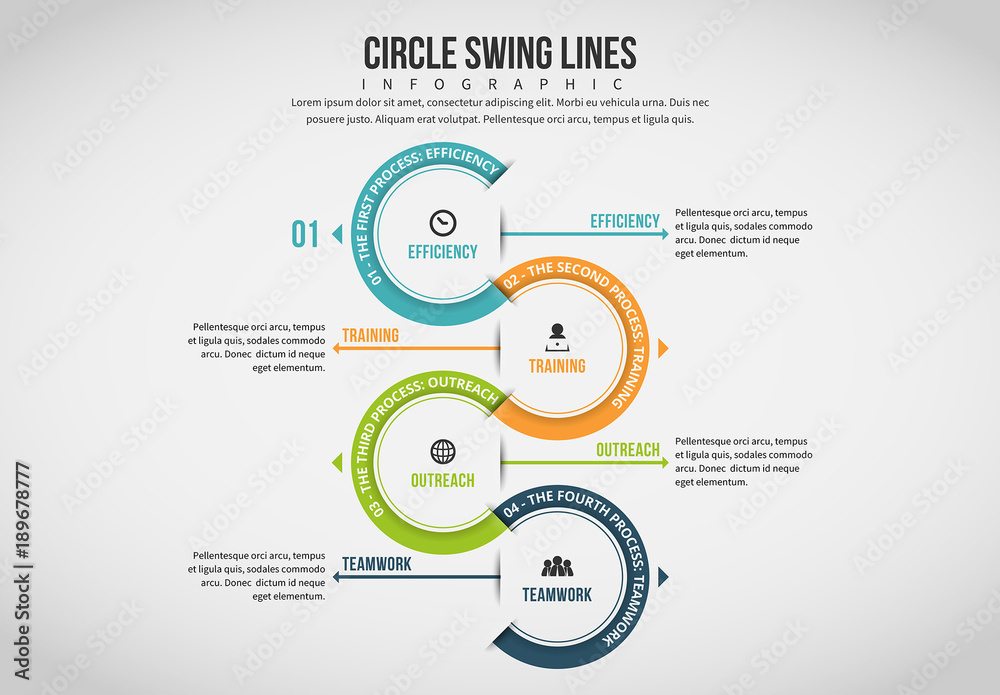 Half Circle Chain Infographic 4 Stock Template | Adobe Stock