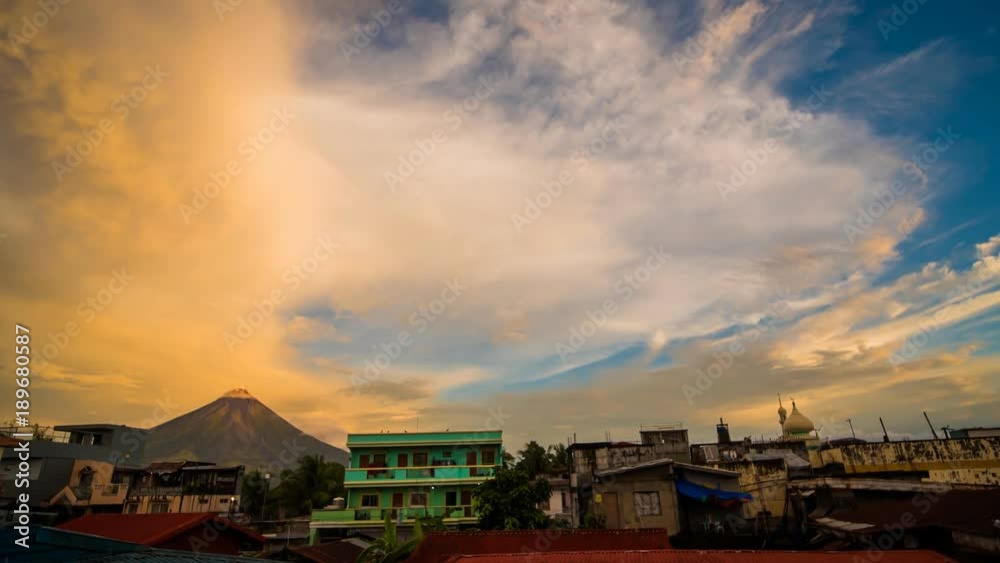 Morning in Legazpi city near with Mayon Volcano is an active ...