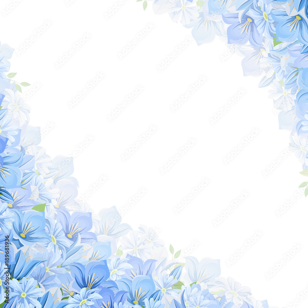 Vector corner background with blue flowers. Stock Vector | Adobe Stock