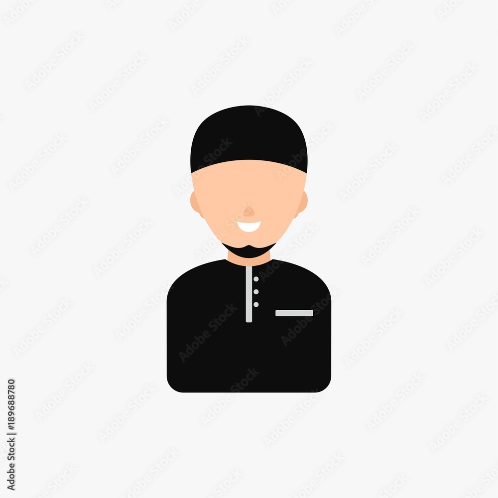 muslim man arabic smile with black cap avatar vector Stock Illustration ...
