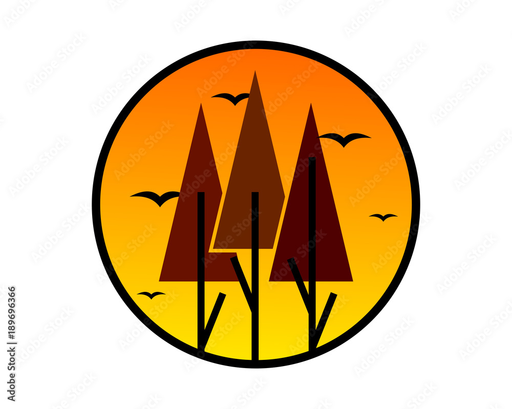 circle pine tree evening fir spruce image vector icon logo Stock Vector ...