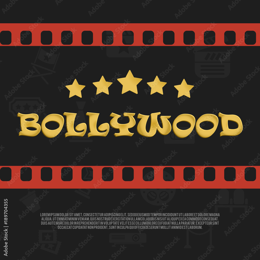 Bollywood Cinema logo icon with film strip and star elements. Abstract ...
