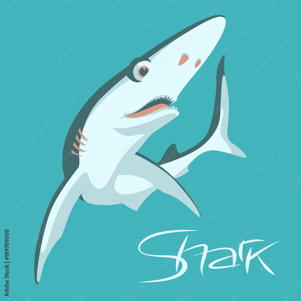 shark vector illustration flat style profile view Stock Vector | Adobe ...