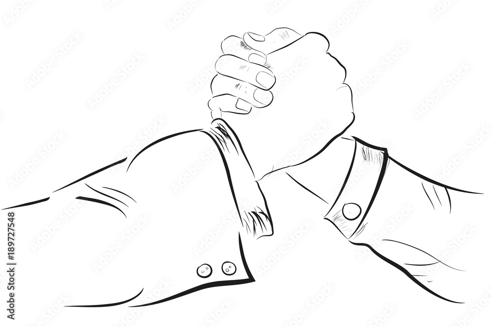 Sketch, Two man Hand shaking Stock Illustration | Adobe Stock