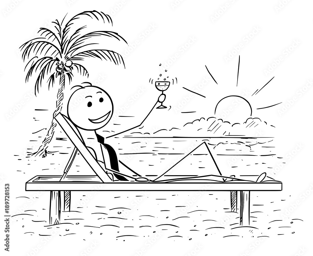 Cartoon stick man drawing conceptual illustration of successful ...