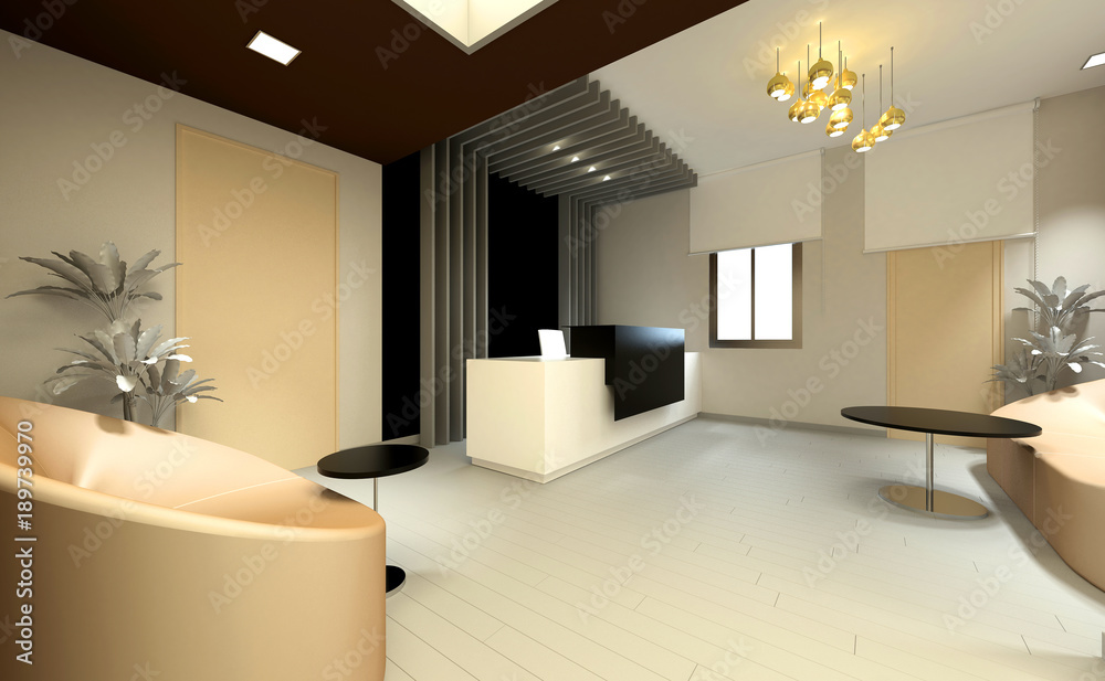 3d render of office lobby entrance Stock Illustration | Adobe Stock