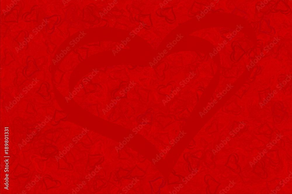 red background of red hearts for screensavers and postcards and ...
