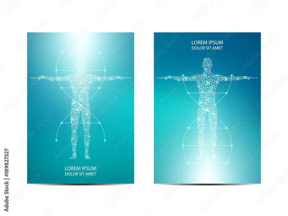Cover or poster design with human body background. Scientific and ...