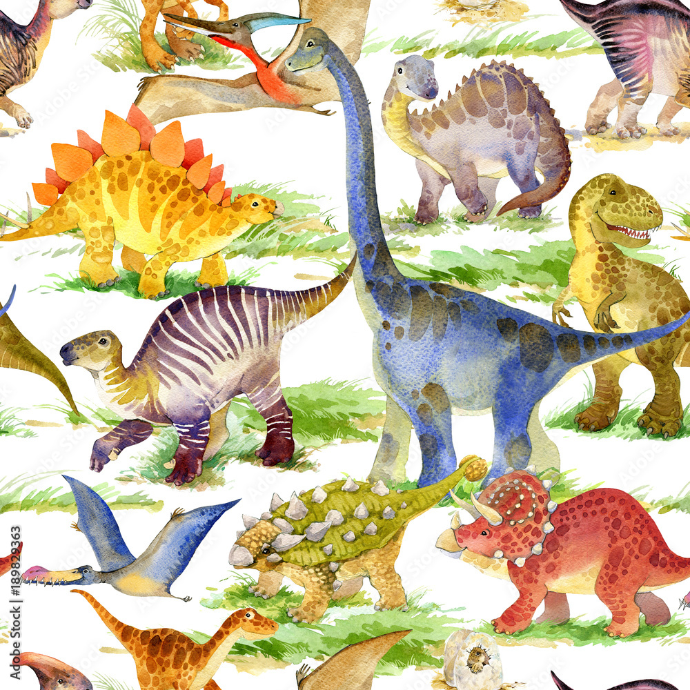 cute dinosaurs seamless pattern Stock Illustration | Adobe Stock