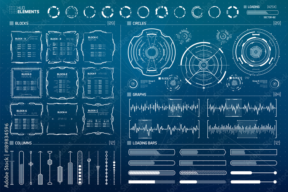 Sci-Fi Futuristic Hud Interface Elements Set Stock Vector | Adobe Stock