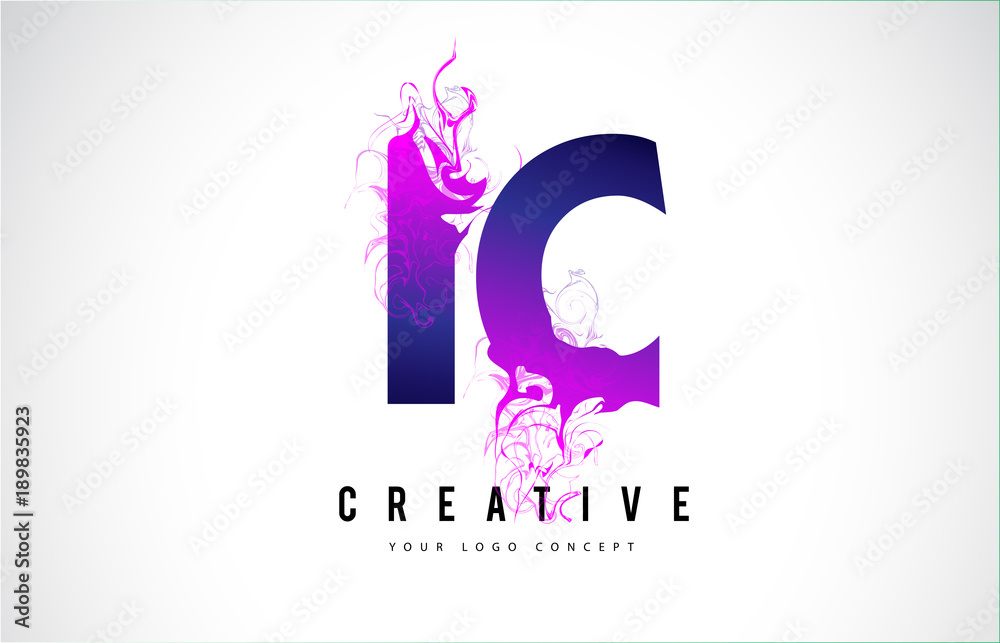 IC I C Purple Letter Logo Design with Liquid Effect Flowing Stock ...