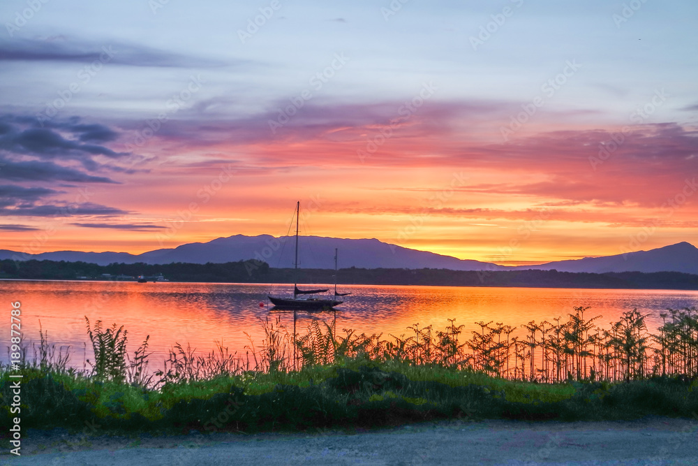 Amazing sunset at Loch Linnhe with Shuna Island and Ardnamurchan in ...