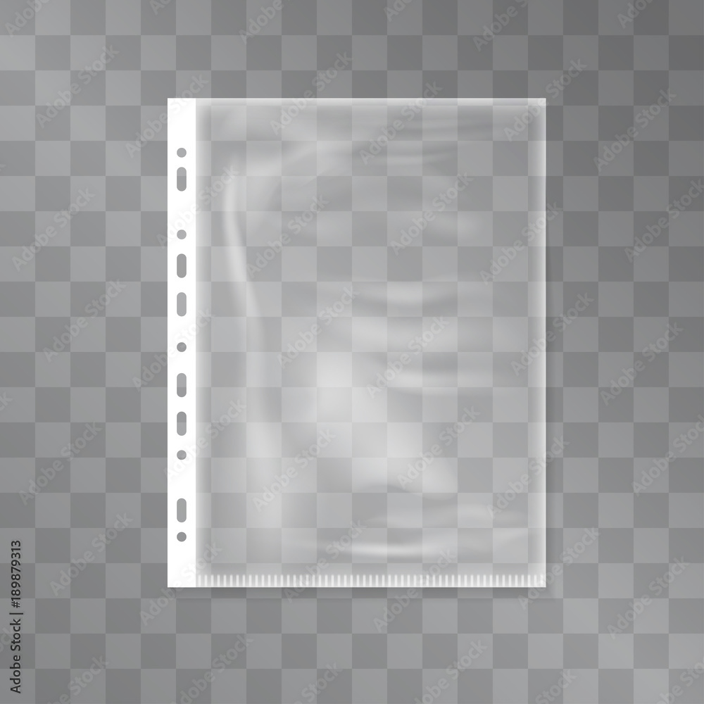 Transparent plastic file vector with crumpled texture. Cellophane a4 ...