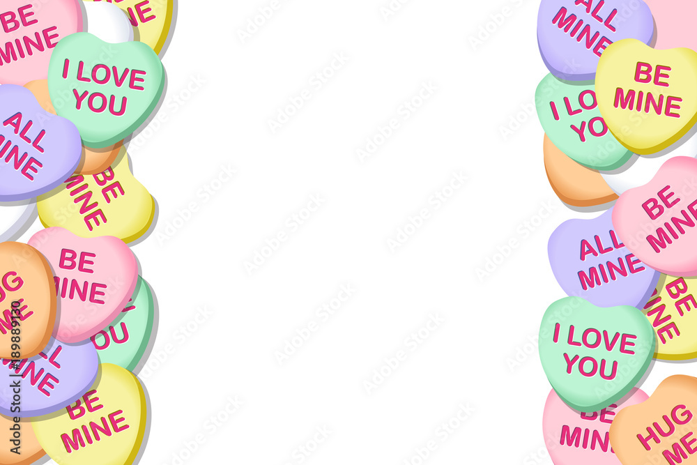 Valentines Day Candy Hearts Vector Background Border 2 Stock Vector Adobe Stock