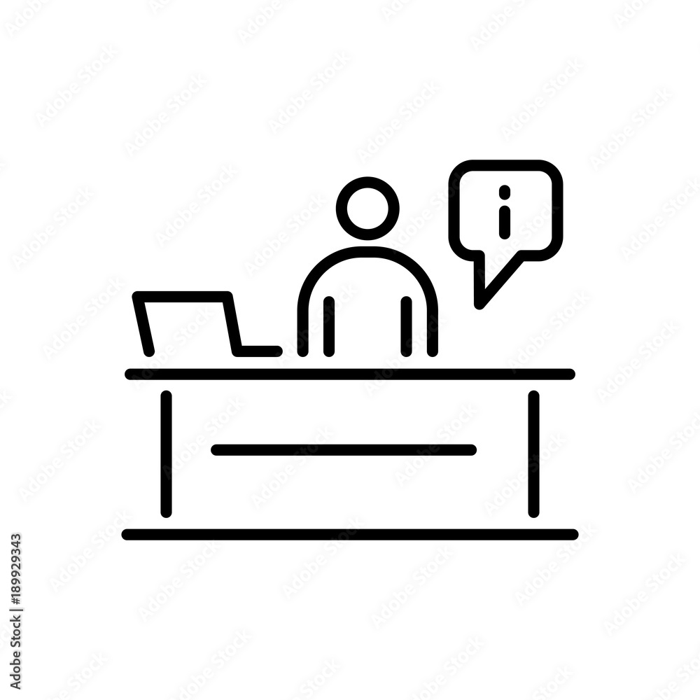 Reception desk business people icon simple line flat illustration Stock ...