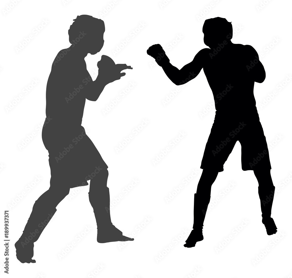 Two mma fighters vector silhouette illustration isolated on white ...
