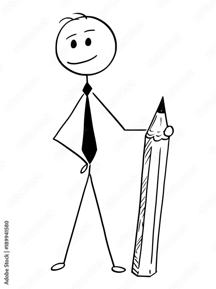 Cartoon stick man drawing conceptual illustration of businessman ...