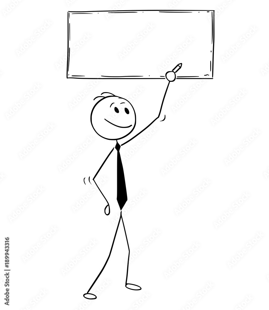 Cartoon stick man drawing conceptual illustration of businessman ...