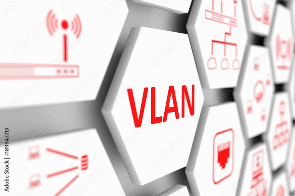 VLAN concept cell blurred background 3d illustration Stock Illustration ...